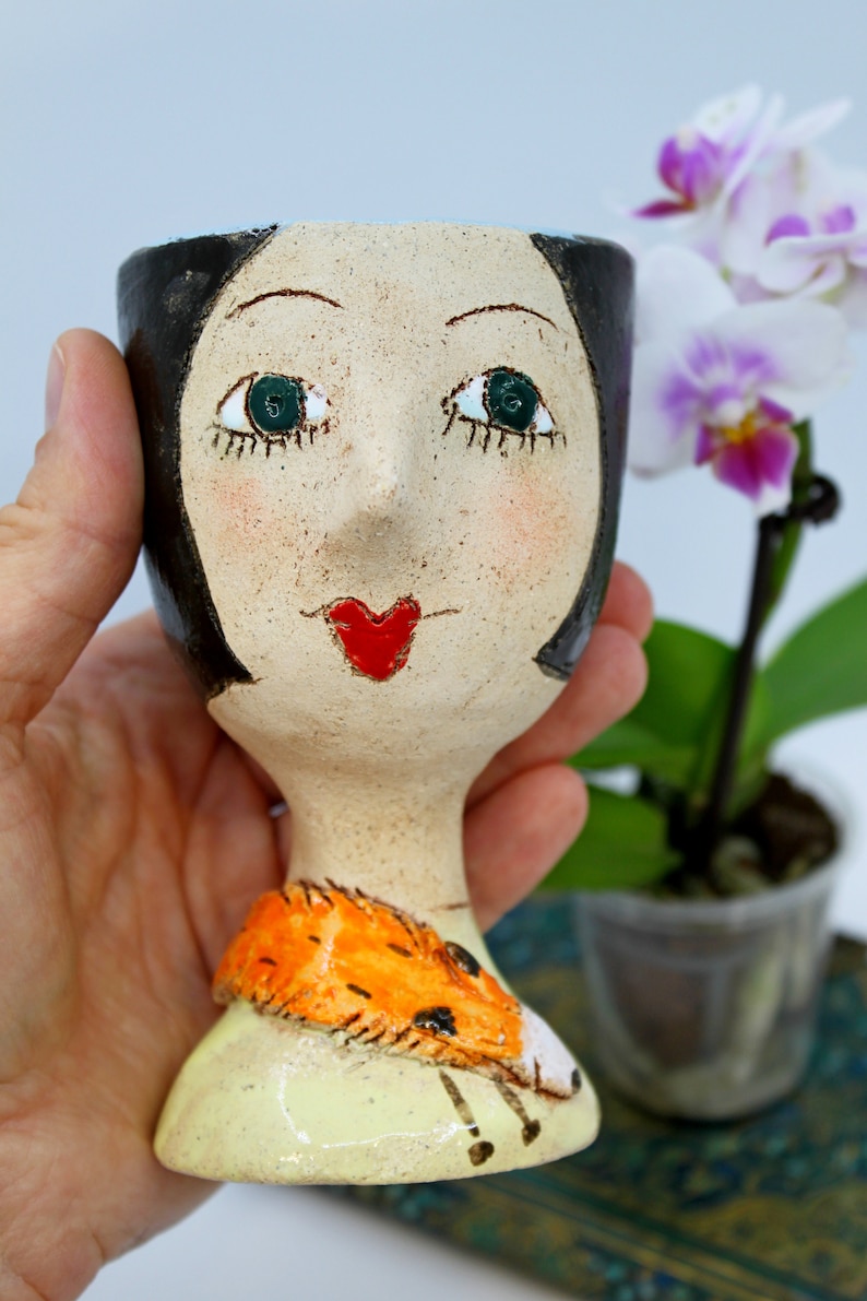 Unique Ceramic Head Planter Lady's Face Plant Pot Cactus - Etsy