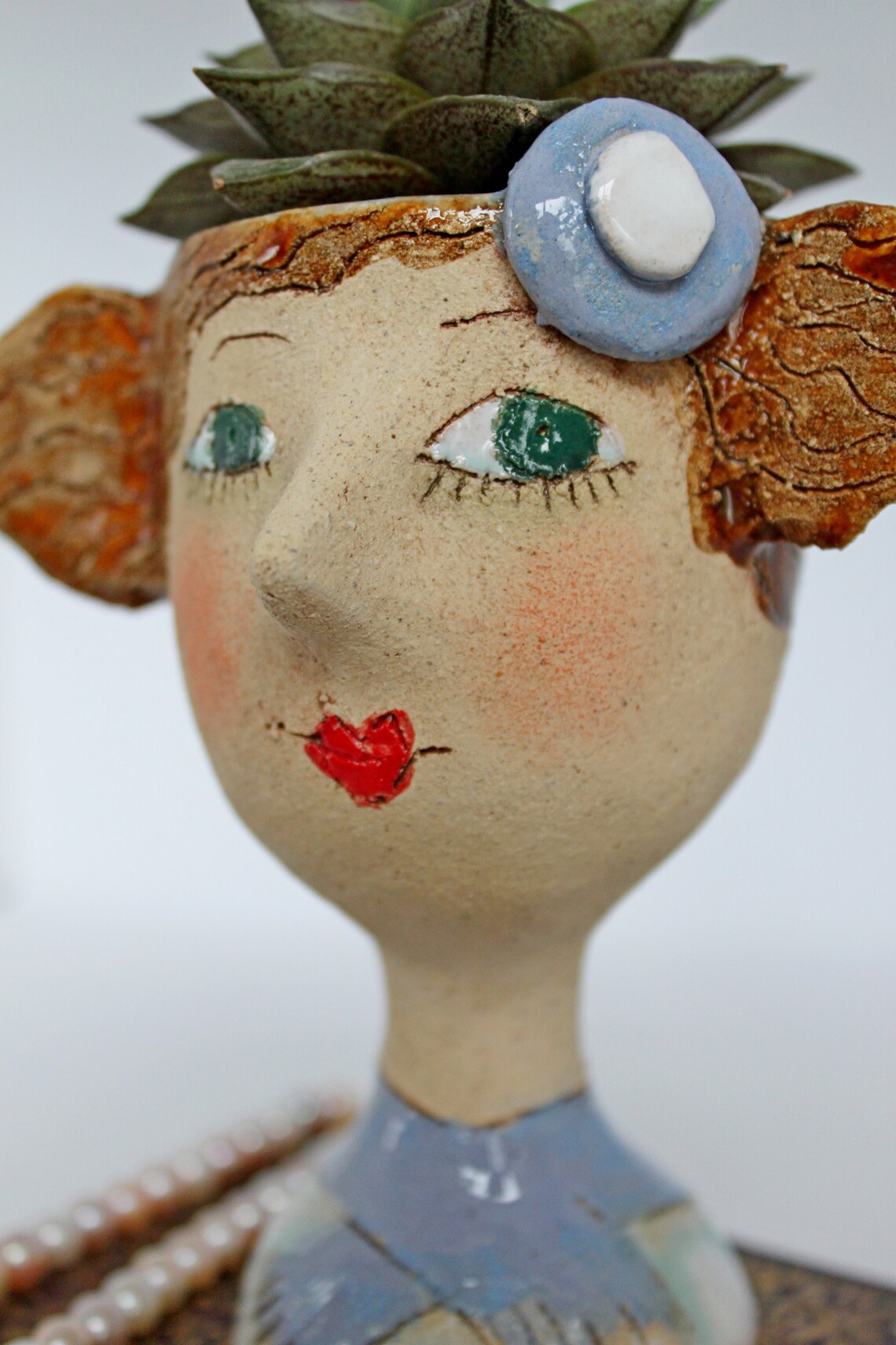 Retro lady face flower pot head planter woman face planter | Etsy