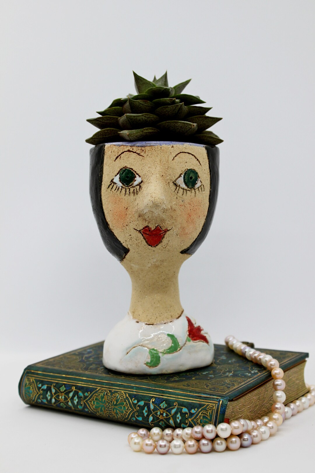 Retro Lady Face Planter Pot, Head Shaped Succulent Mini Planter, Air ...