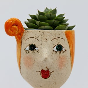 Retro Lady Head Planter Pot, Unique Ceramic Woman Face Art Sculpture ...