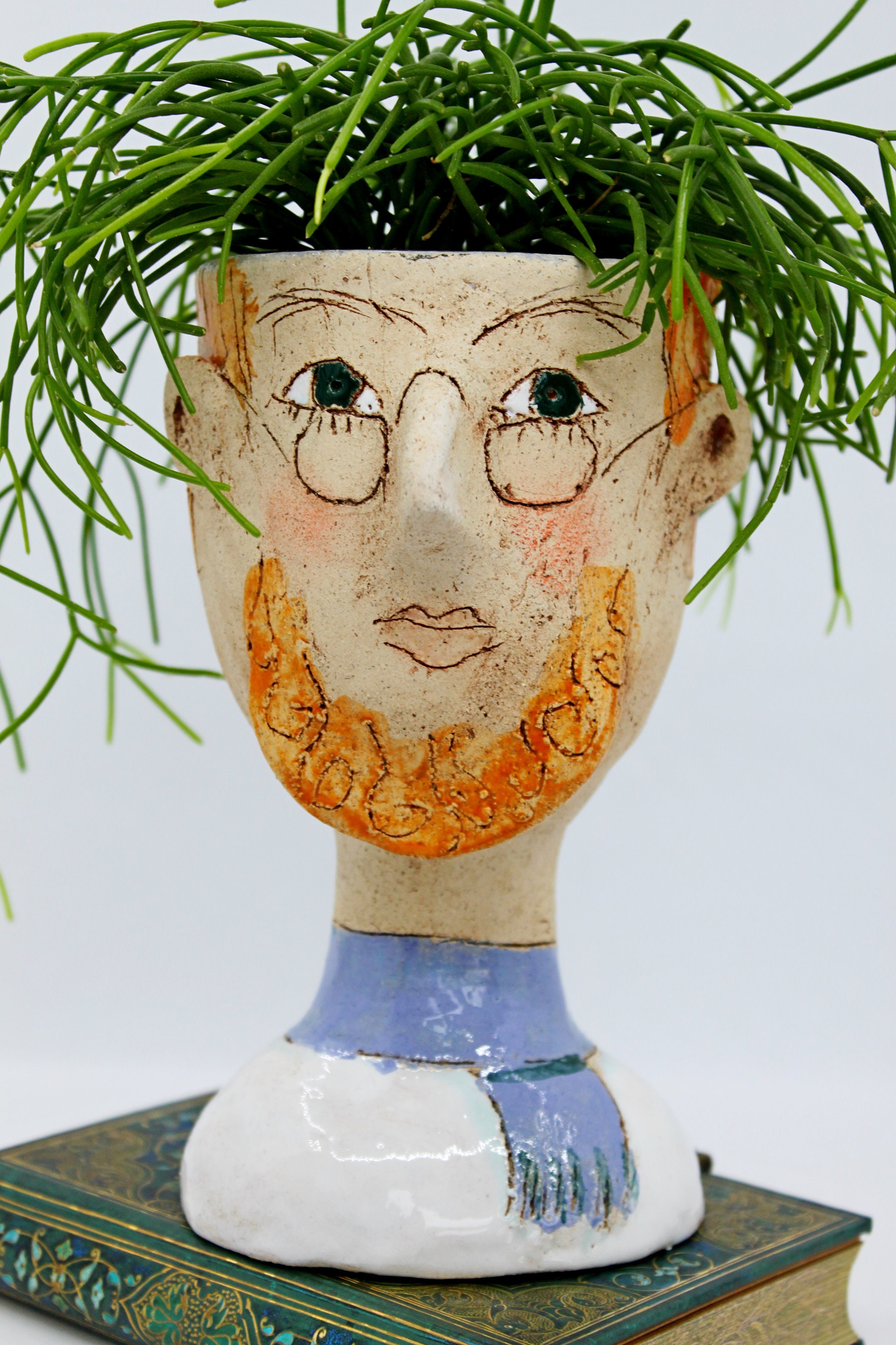Indoor Planters man in glasses face planter for vintage interior Unique ...