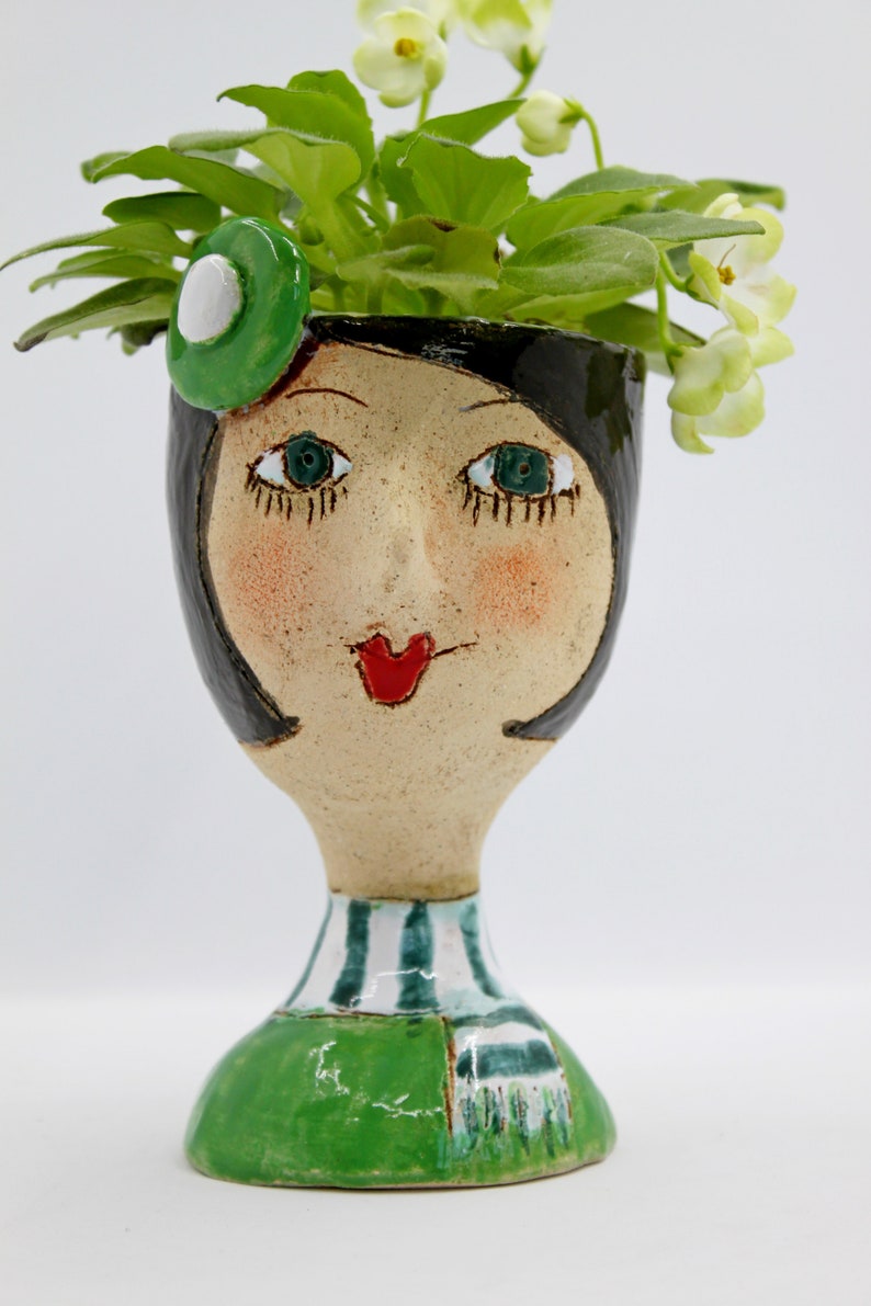 Lady Face Ceramic Planter Cactus Succulent Mini Planter Air - Etsy