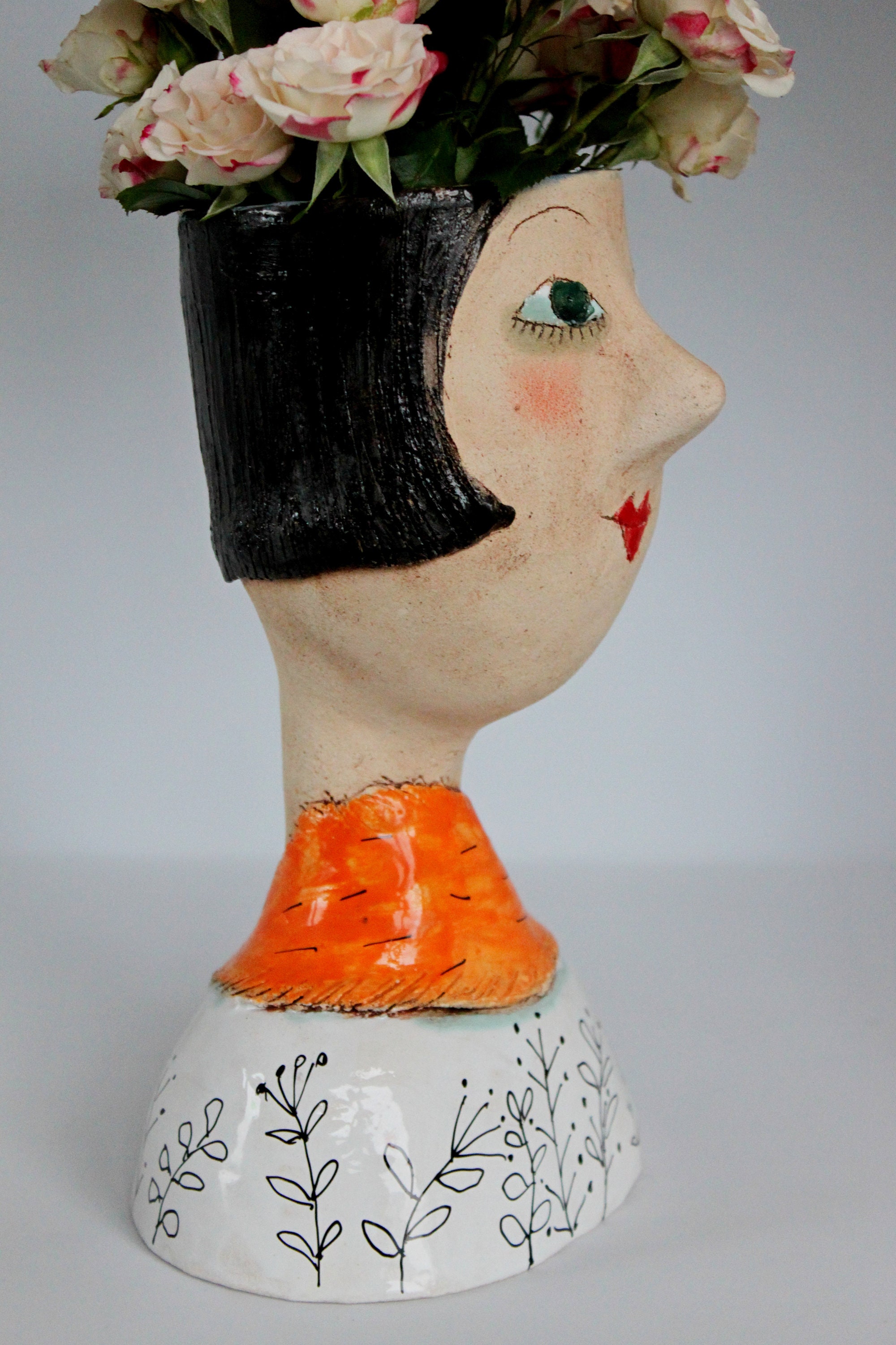 Ceramic Planter Lady Planter Face Pot Vase Multi-purpose | Etsy