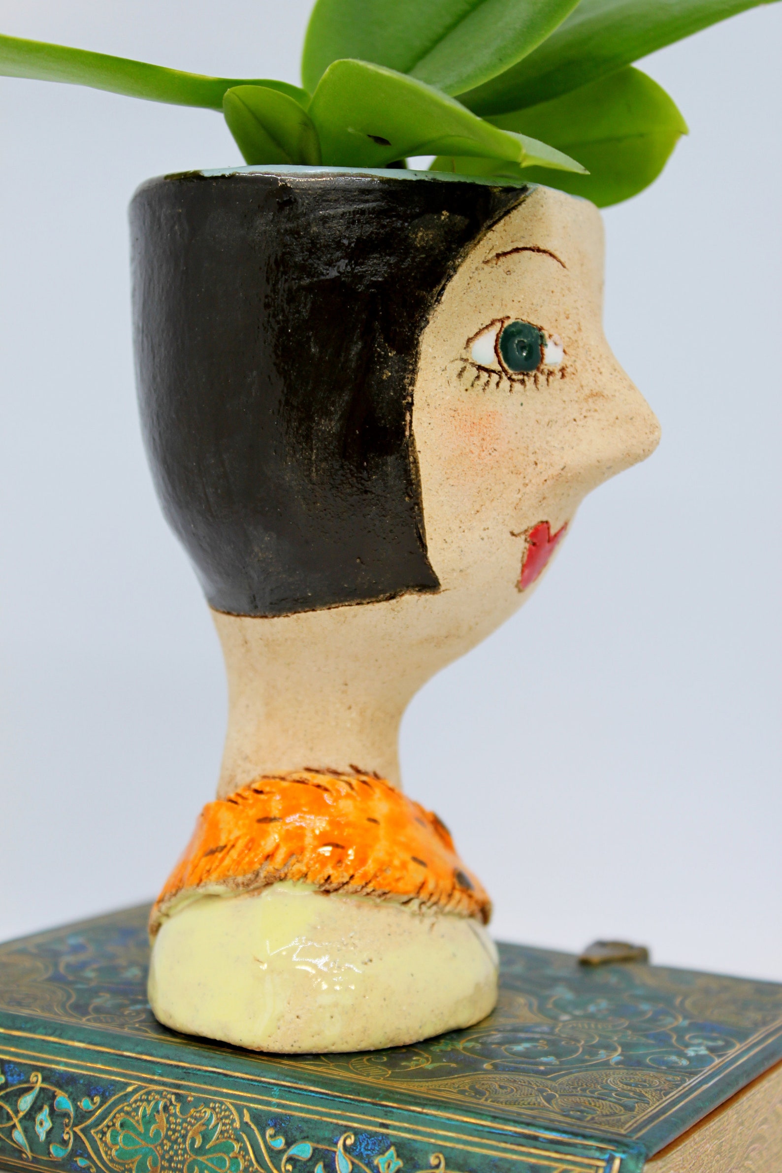 Unique Ceramic Head Planter Lady's Face Plant Pot Cactus - Etsy