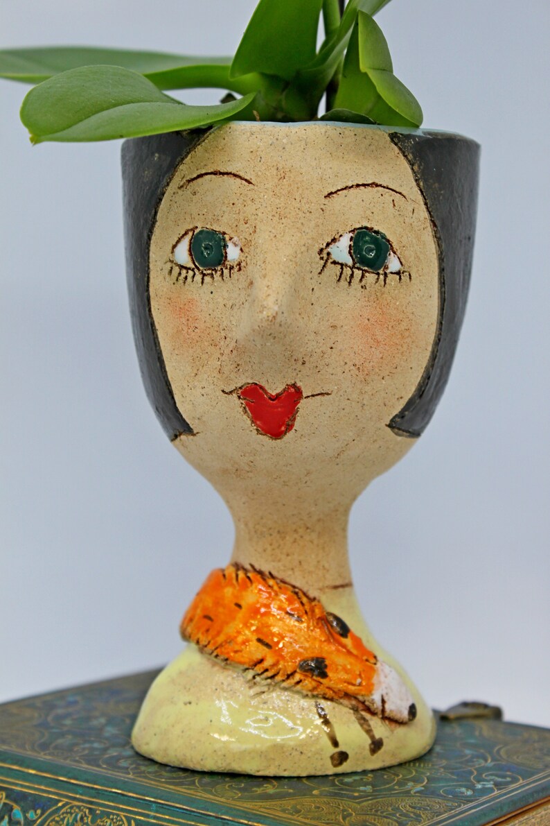 Unique Ceramic Head Planter Lady's Face Plant Pot Cactus - Etsy