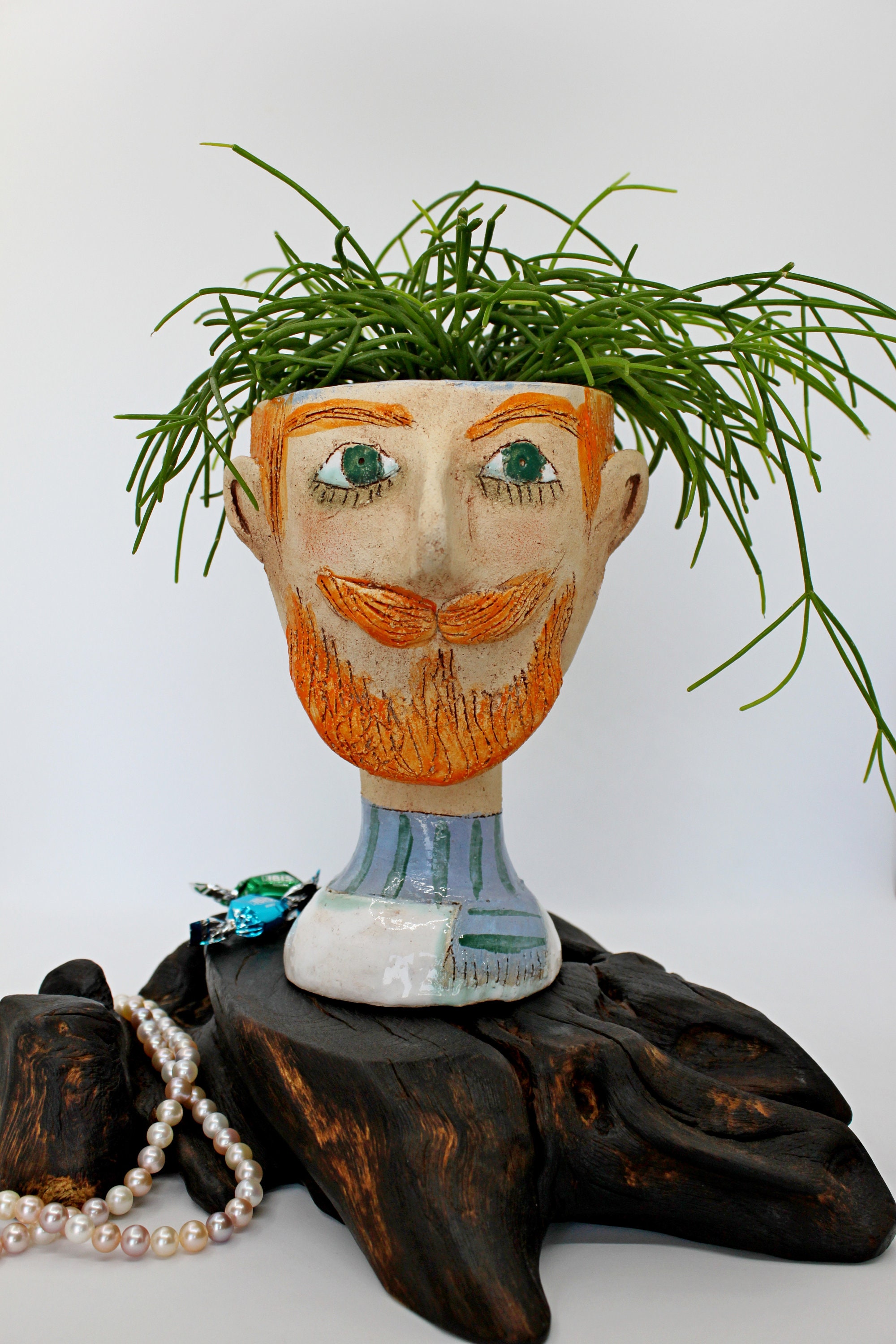 Retro gentleman ceramic face planter pot male head art | Etsy