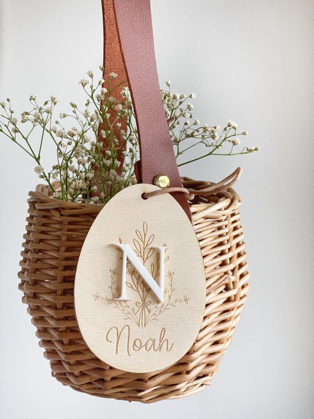 Easter Basket With Name for Children Made of Willow Easter Pendant ...