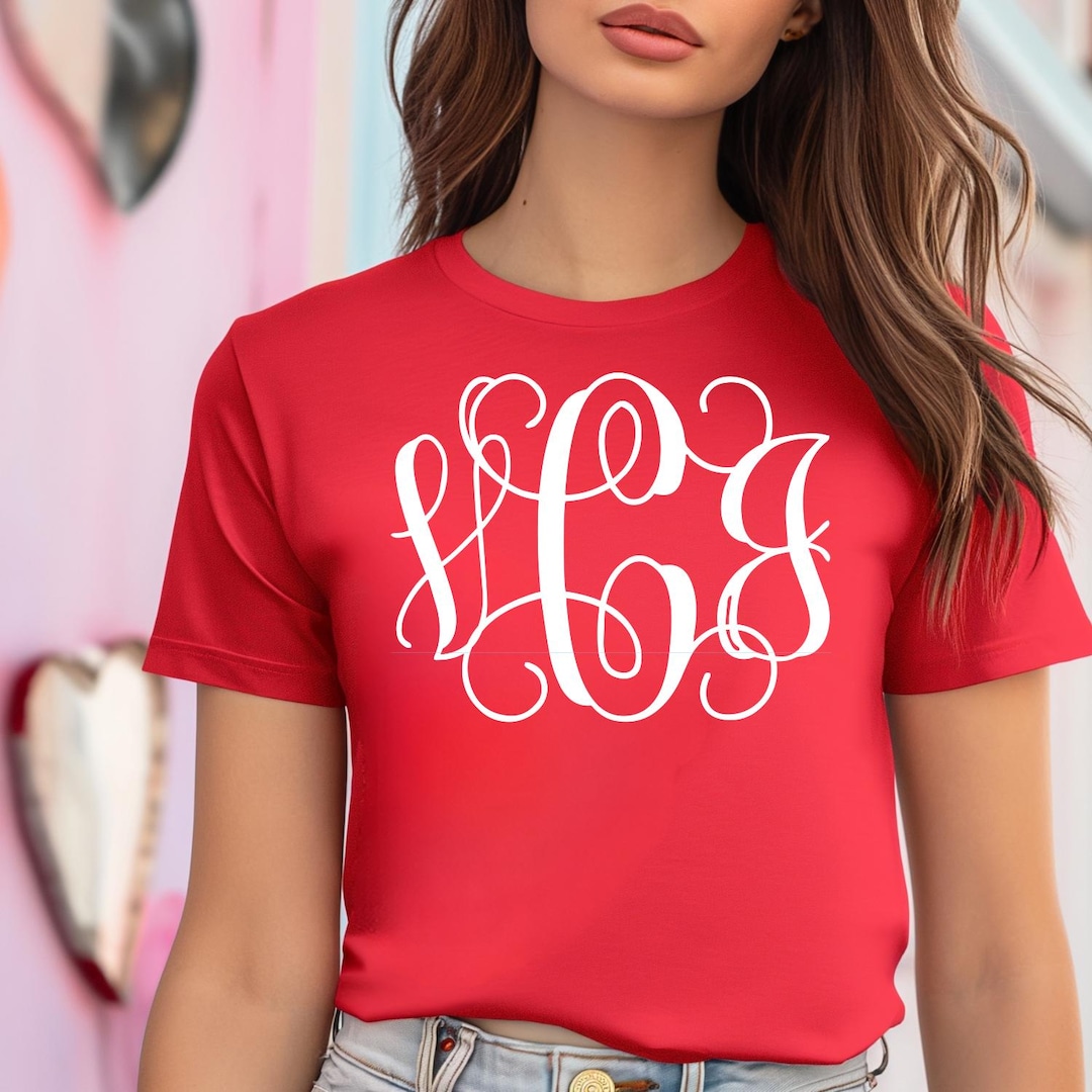 Cursive Monogram Shirt,personalized Initials Valentine's Day, Monogram ...