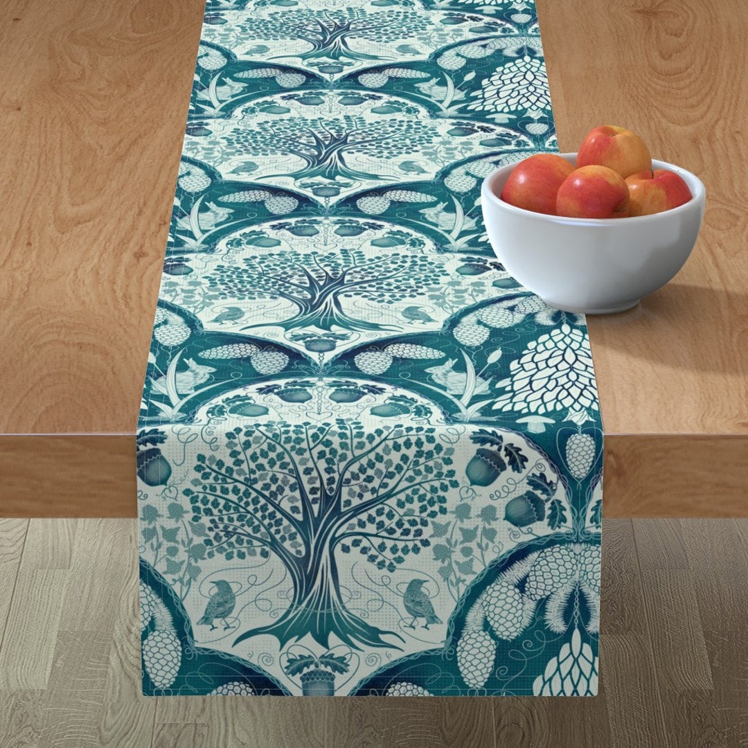 Skutest Table Runner Large Forest Panels Teal by Marjorie_howe Cotton ...