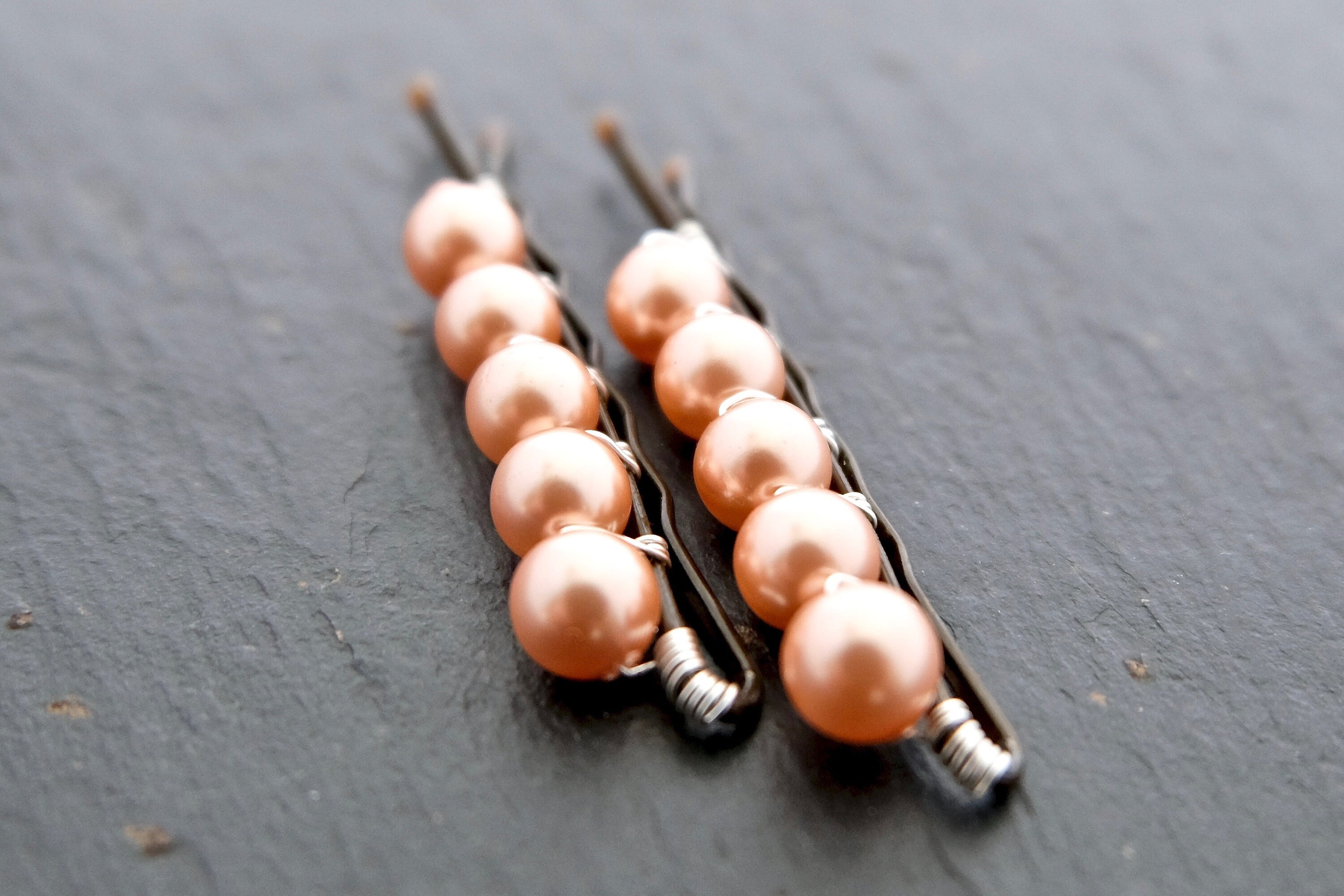 ASTRID Pearl Bobby Pins Peach Pearls Wedding Hair - Etsy