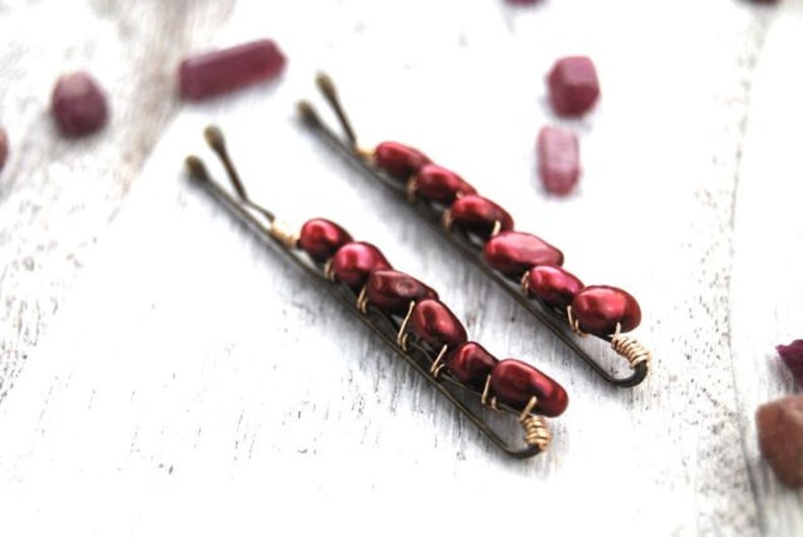 Cranberry Bobby Pins | Pearl Bobby Pins | Red Pearl Bobby Pins ...
