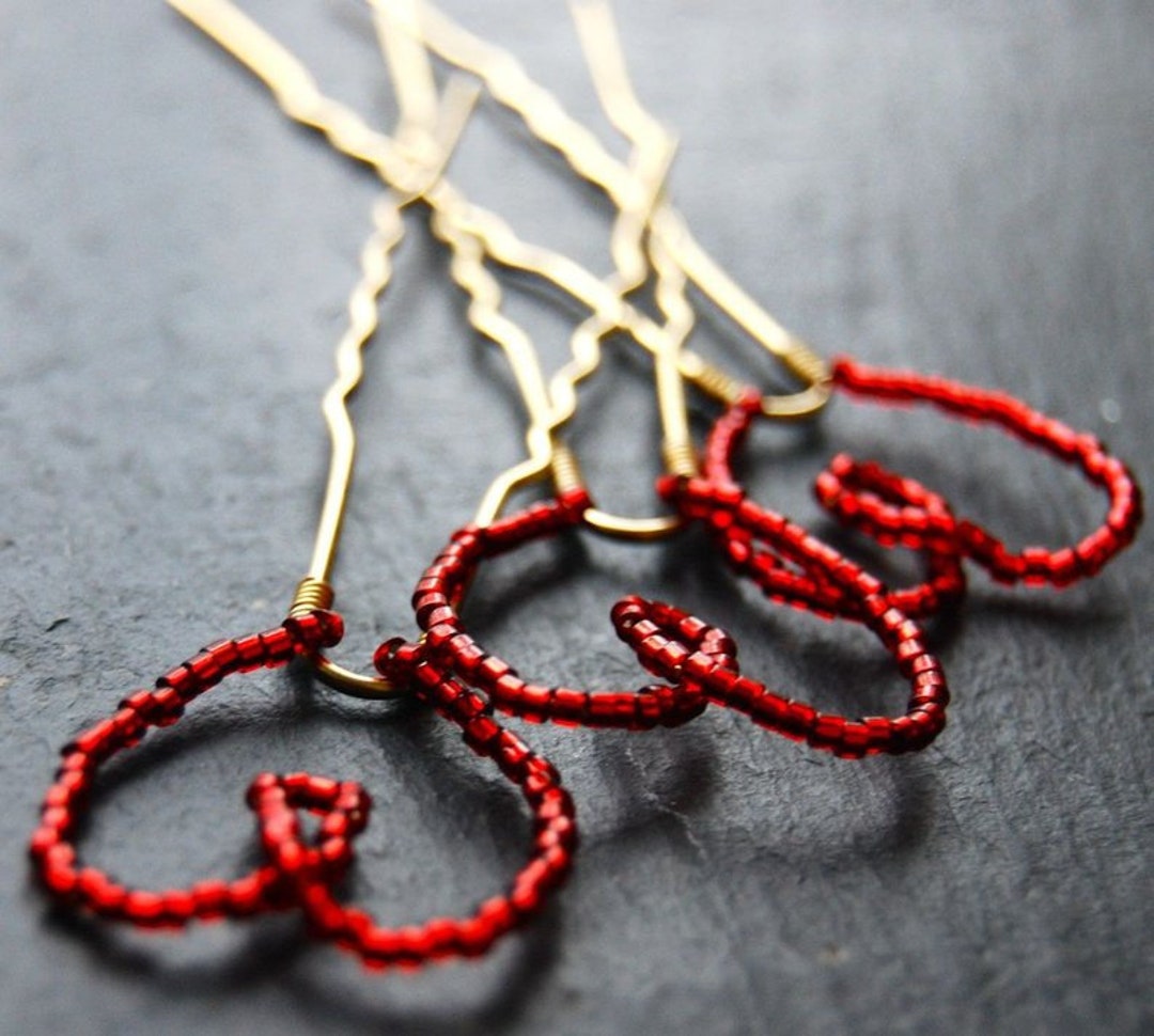 Love Heart Hair Pins Red Valentines Day Sweet Heart Hair Accessory ...