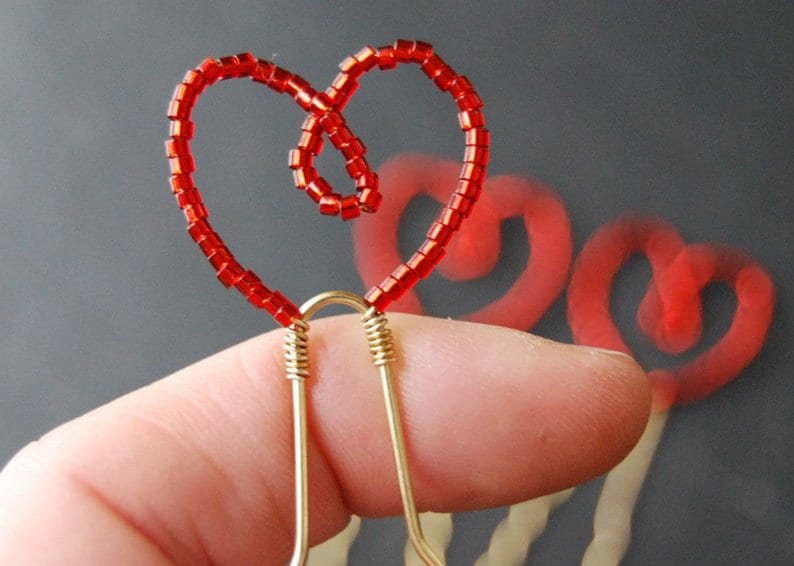Love Heart Hair Pins Red Valentines Day Sweet Heart - Etsy