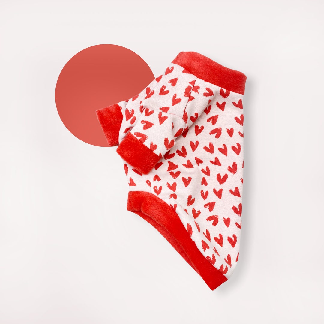 Red Heart Dog Shirt With Mink Trim /doggy Long Sleeve Sweater/ - Etsy