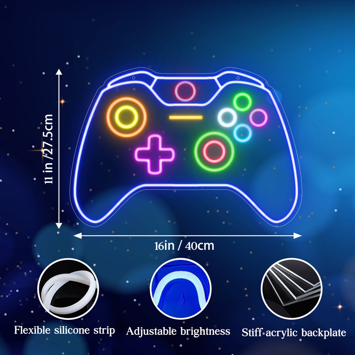 Game Controller LED Neon Sign for Gamer - Teen Boy Wall Room Decor ...