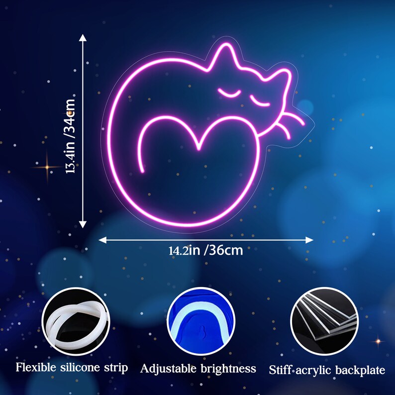 Personalized Custom LED Neon Sign Cat Love Room Decor Neon Bedroom ...