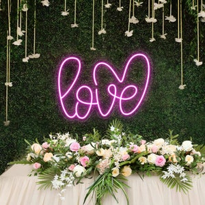 Personalized Custom LED Neon Sign Love Heart Room Decor Neon Bedroom ...