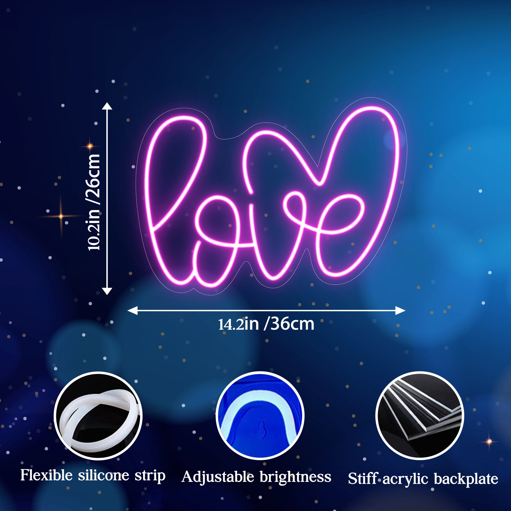 Personalized Custom LED Neon Sign Love Heart Room Decor Neon Bedroom ...
