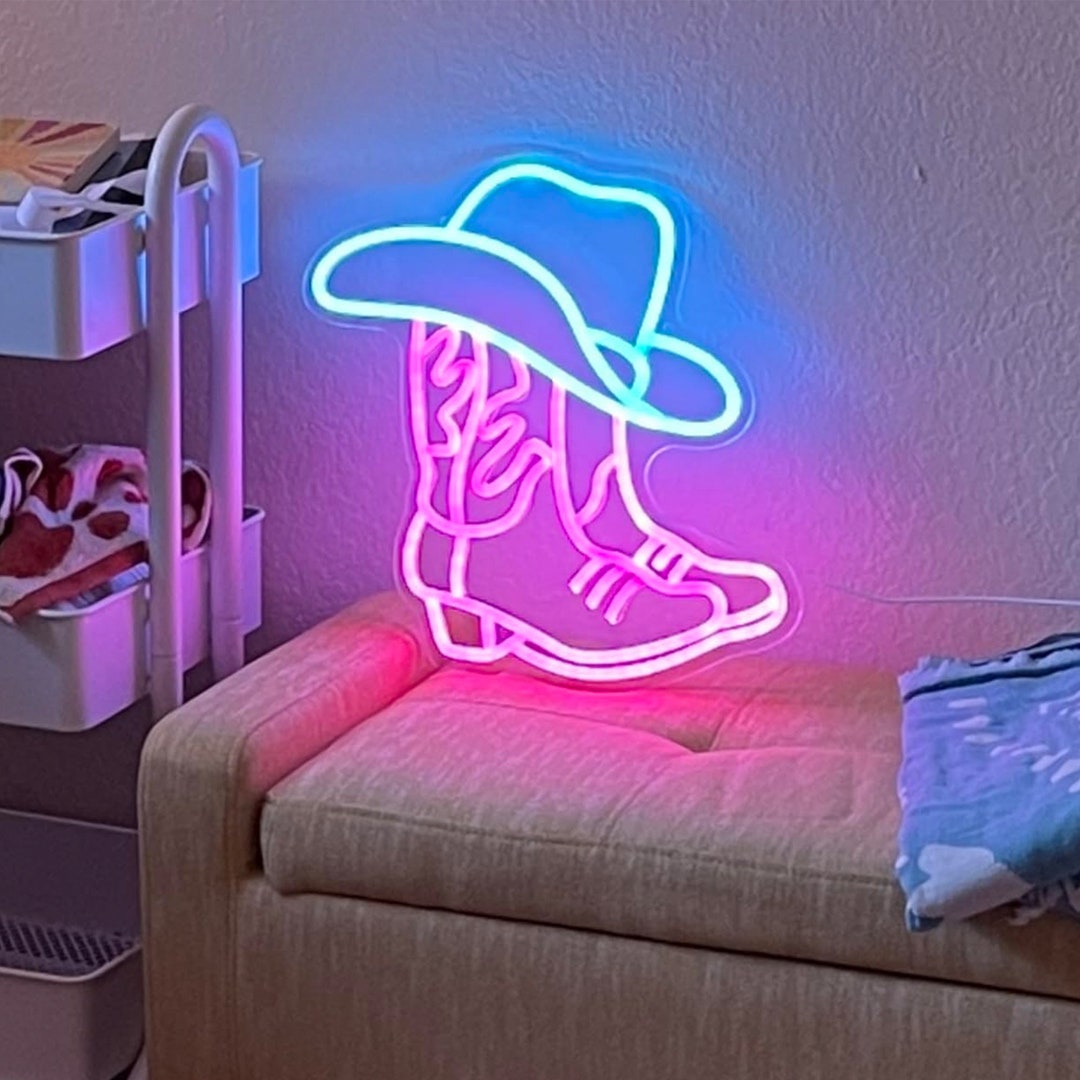 Cowboy Boots Personalized Custom LED Neon Sign Room Decor Neon Bedroom ...