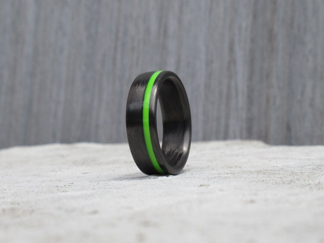 Yellow Line Ring, Party Ring, Carbon Fiber Ring, Statement Ring, Lime ...