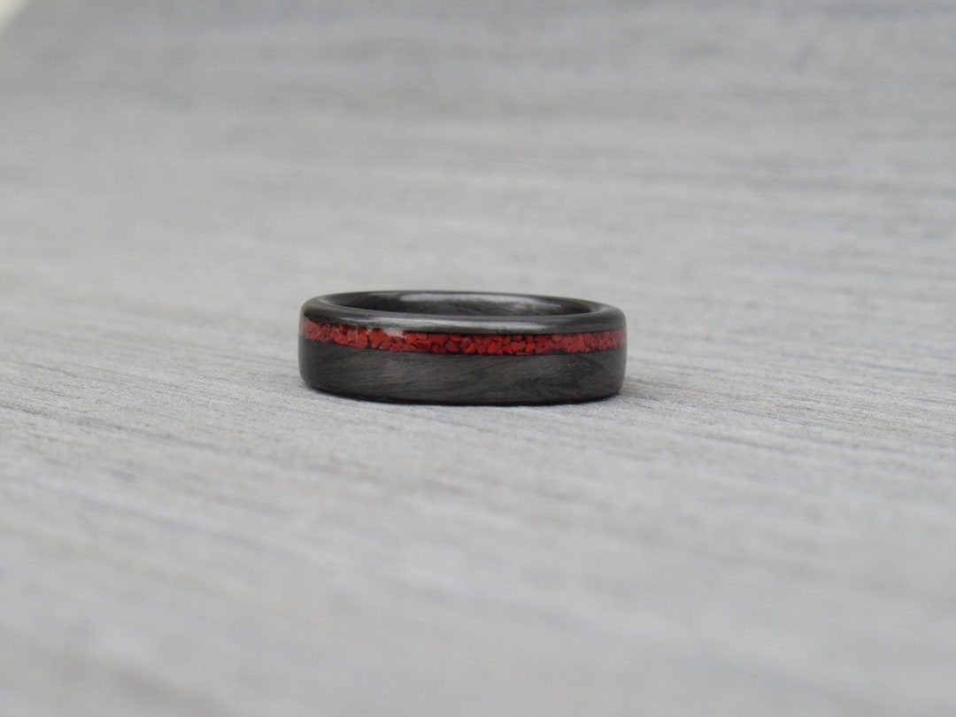 Red Carbon Fiber Ring, Red Jasper, Firefighter Ring, Leo Ring, Virgo ...