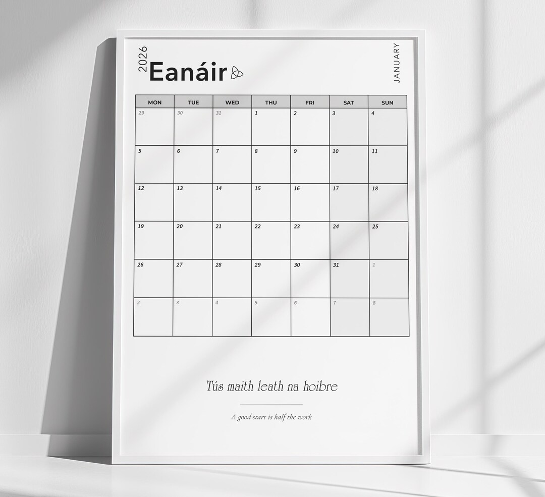 2026 Irish Seanfhocail Calendar Printable | Gaelic Proverbs Wall ...