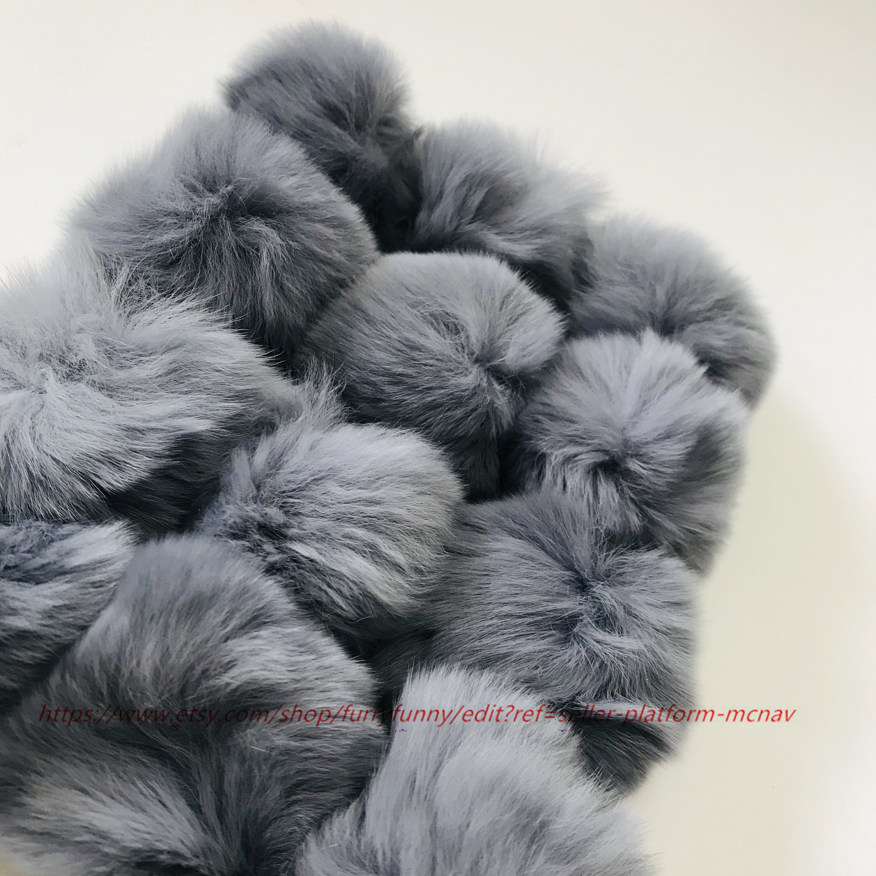 1 LOT Cat Real fur Ball Toy Dark Gray Pom Ball With Small | Etsy