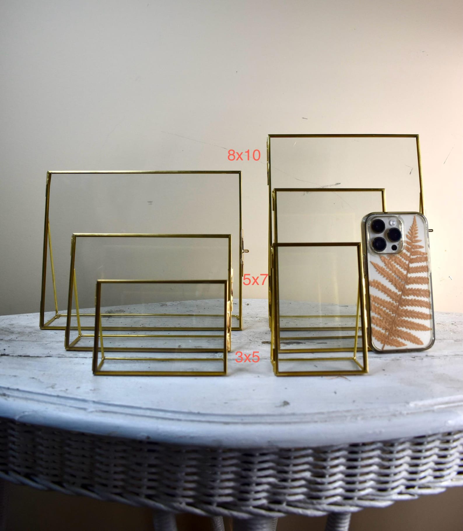 Gold Brass Glass Float Frame Floating Frame Table Top Frame for Pressed ...