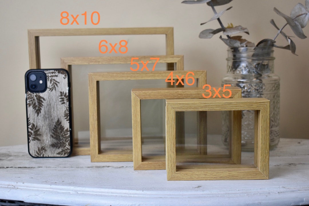 Wood White Black Glass Floating Frame Tabletop Frame for Pressed ...