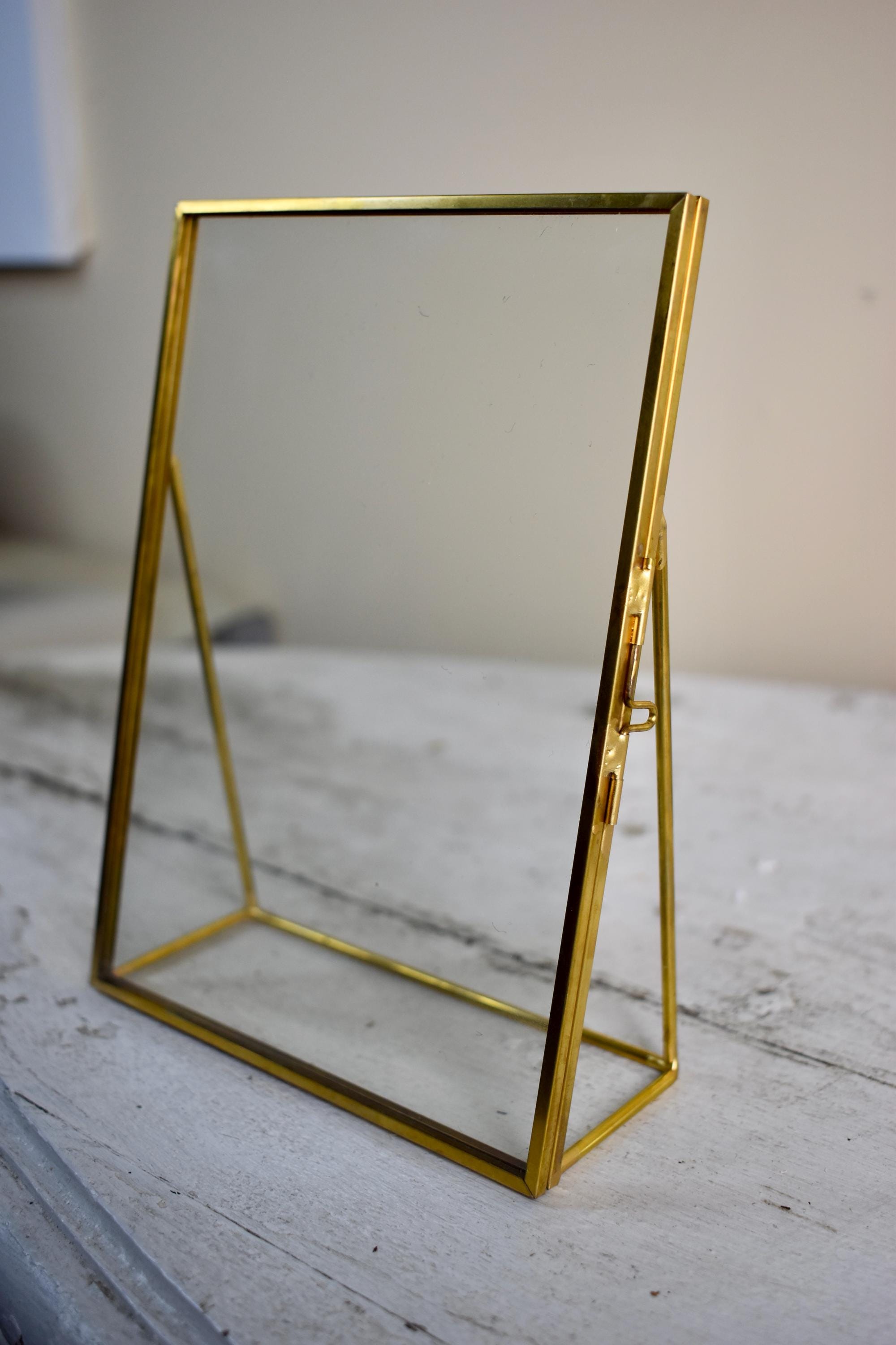 Gold Brass Glass Float Frame Floating Frame Table Top Frame for Pressed ...