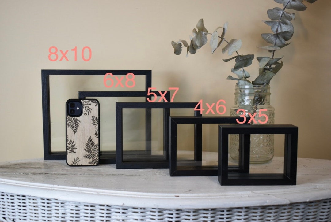 Wood White Black Glass Floating Frame Tabletop Frame for Pressed ...