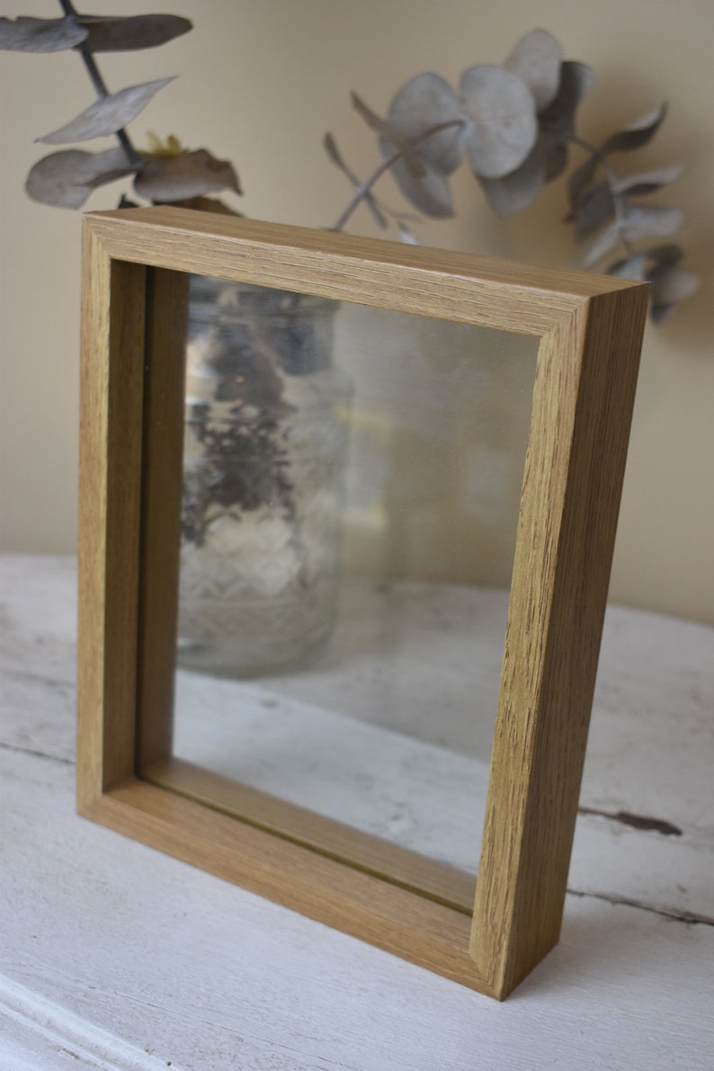 Wood White Black Glass Floating Frame Tabletop - Etsy
