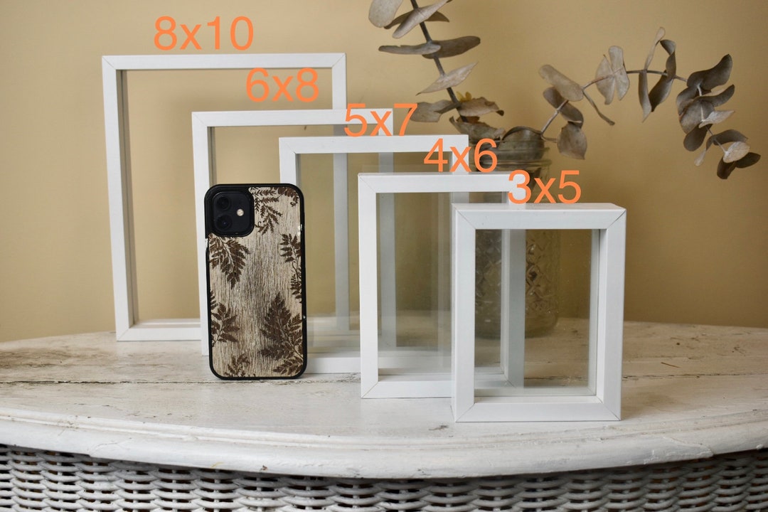 Wood White Black Glass Floating Frame Tabletop Frame for Pressed ...