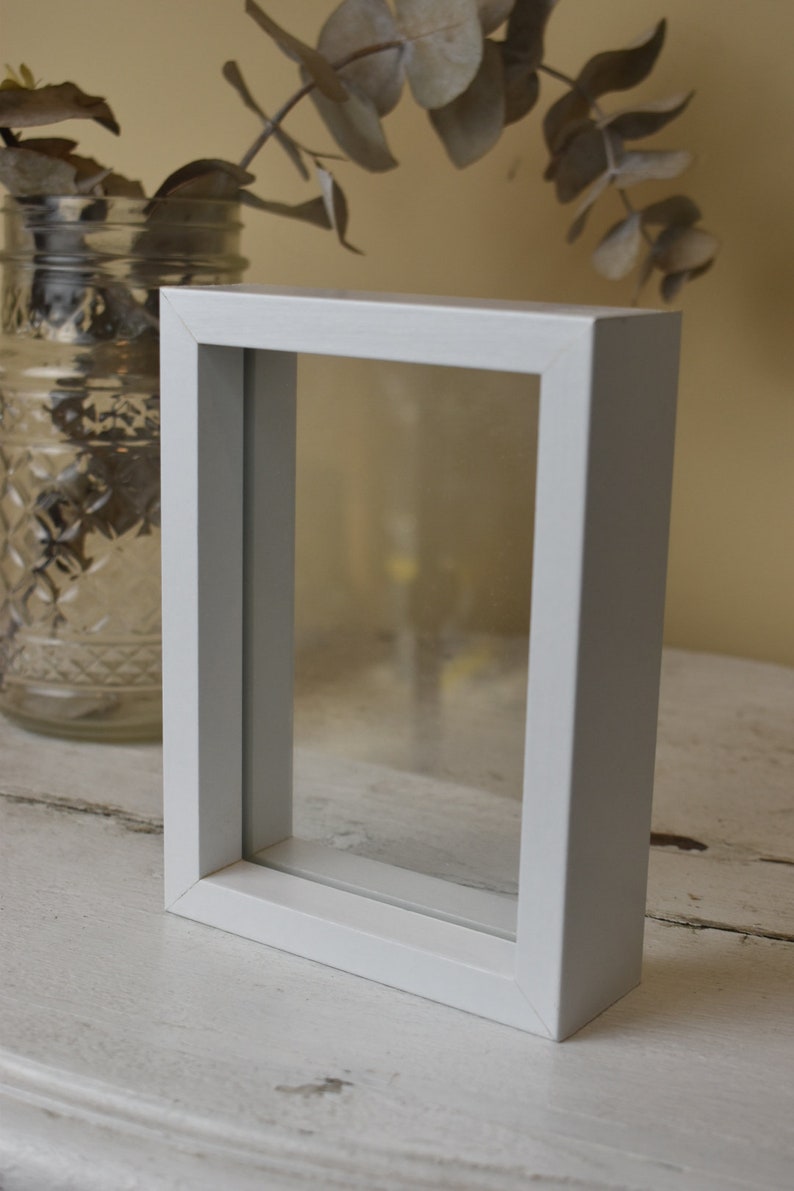 Wood White Black Glass Floating Frame Tabletop Frame for Pressed ...