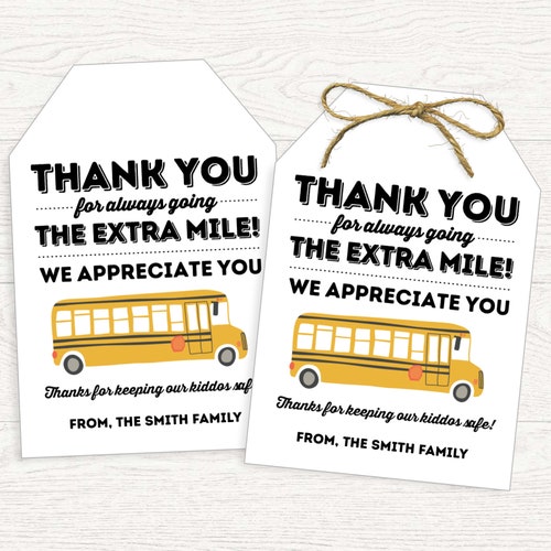 Bus Driver Card EDITABLE Printable DIY Thank You Tag - Etsy