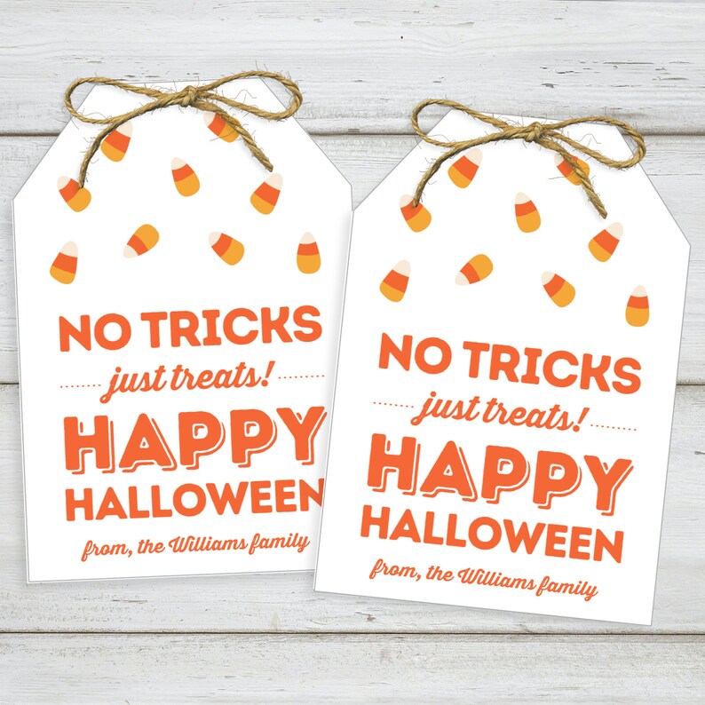 No Tricks Just Treats Gift Tag Printable Thank You Tags - Etsy