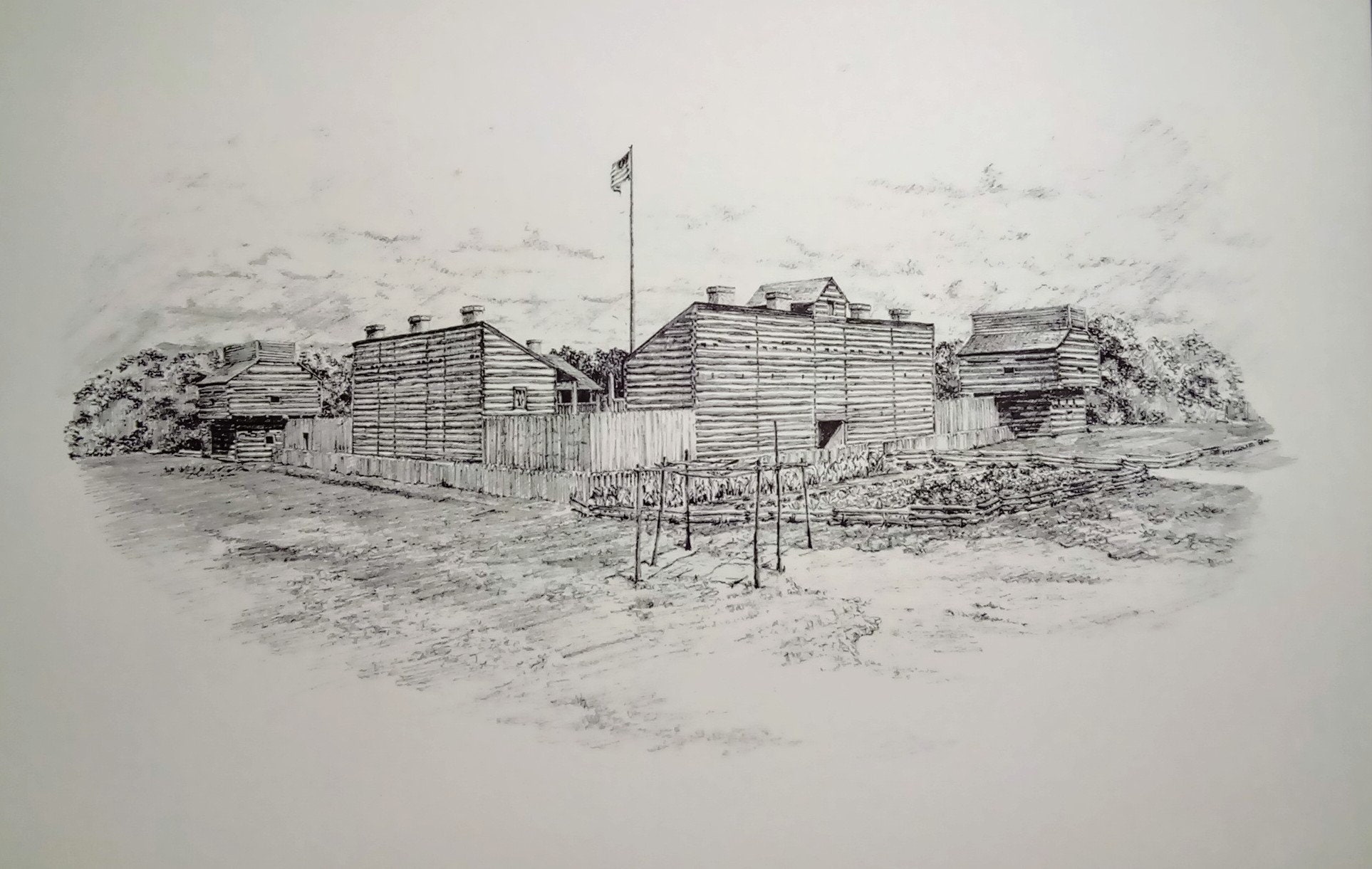 Historic Fort Pencil Drawing, Fort Wayne, IN - Etsy