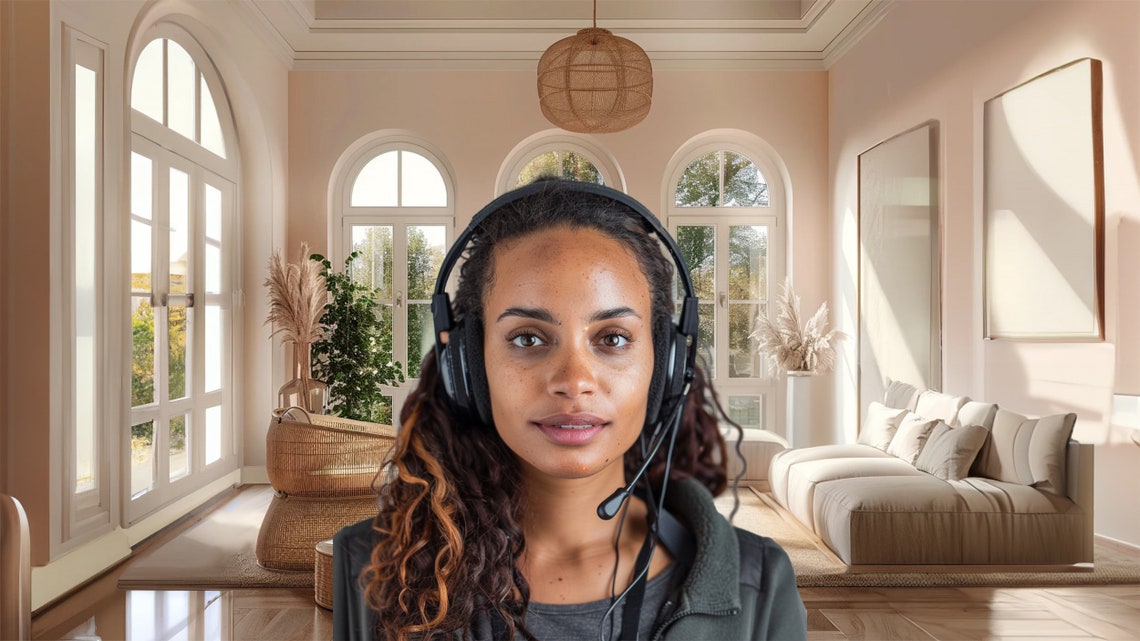 Boho Chic Zoom Background - Virtual Meeting Setup - Elegant Living Room ...