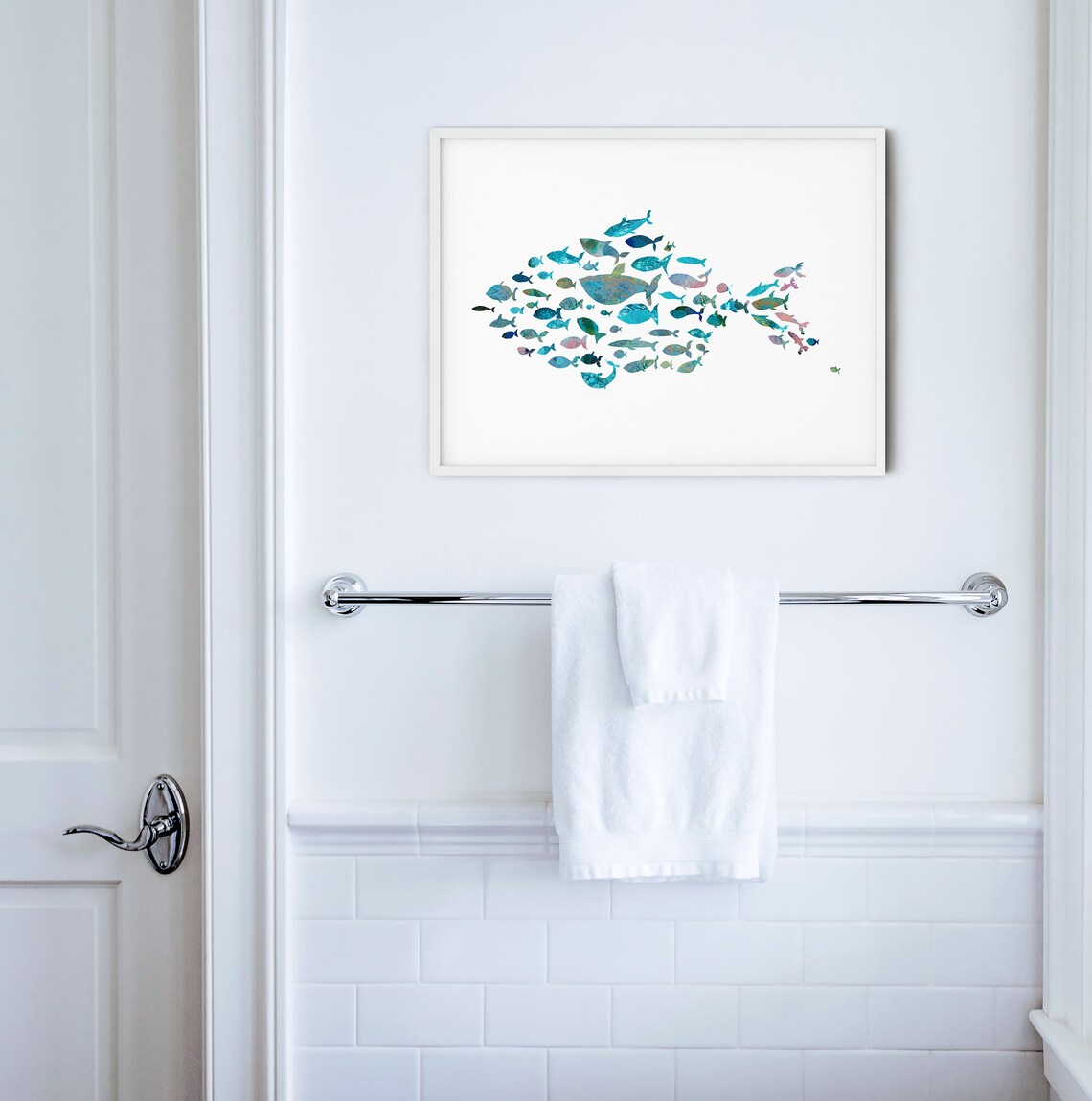 Bathroom Wall Art Watercolor Fish Printable Wall Art | Etsy