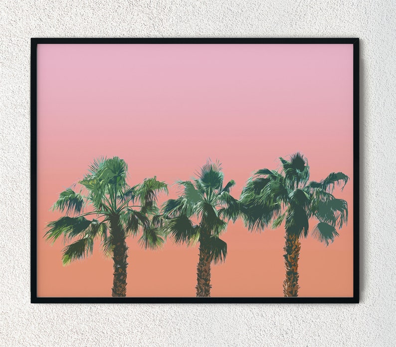 Palm Tree Print Palm Tree Pink Printable Wall Art Tropical Etsy