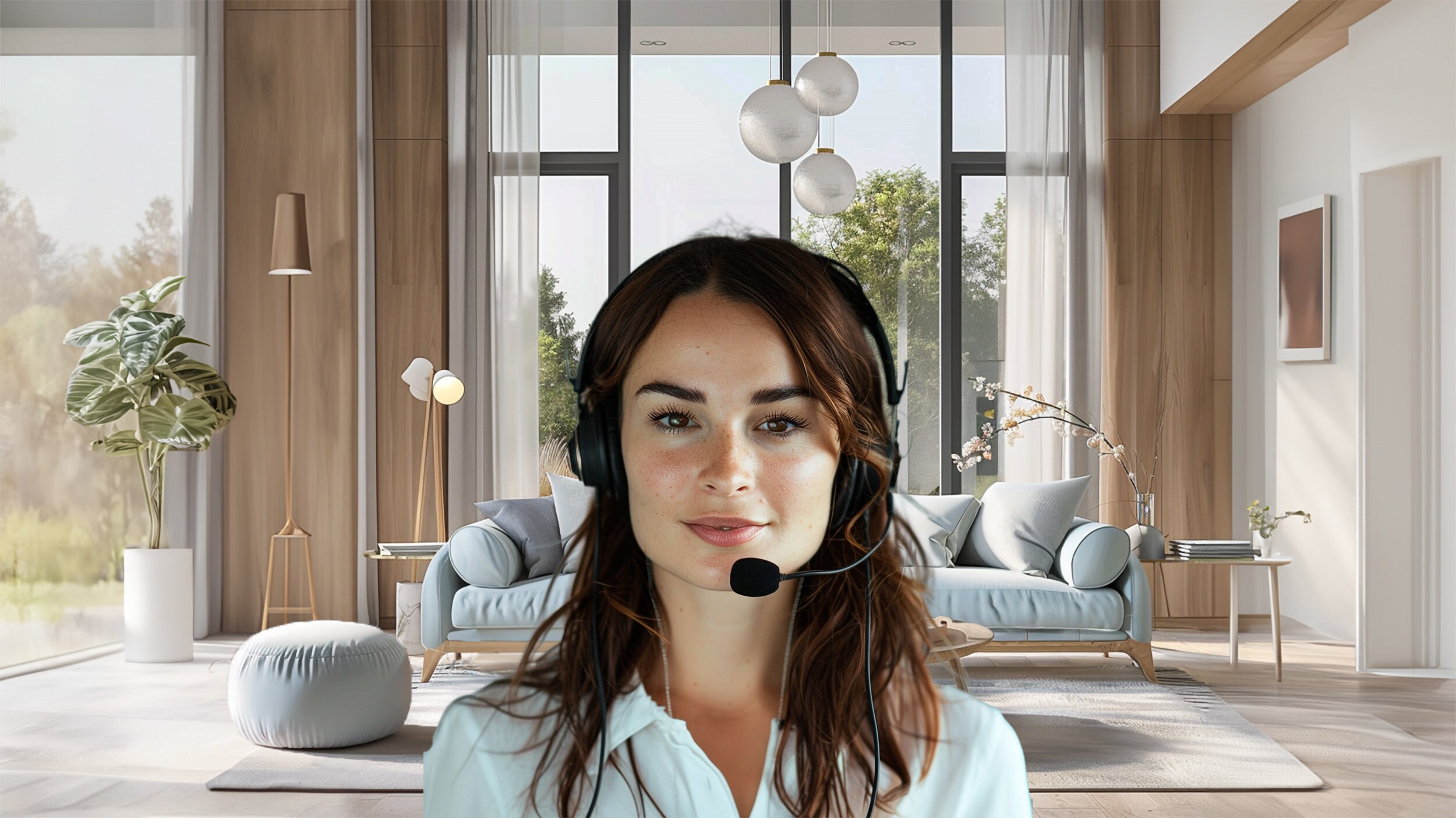 Boho Chic Zoom Background - Virtual Meeting Setup - Elegant Living Room ...