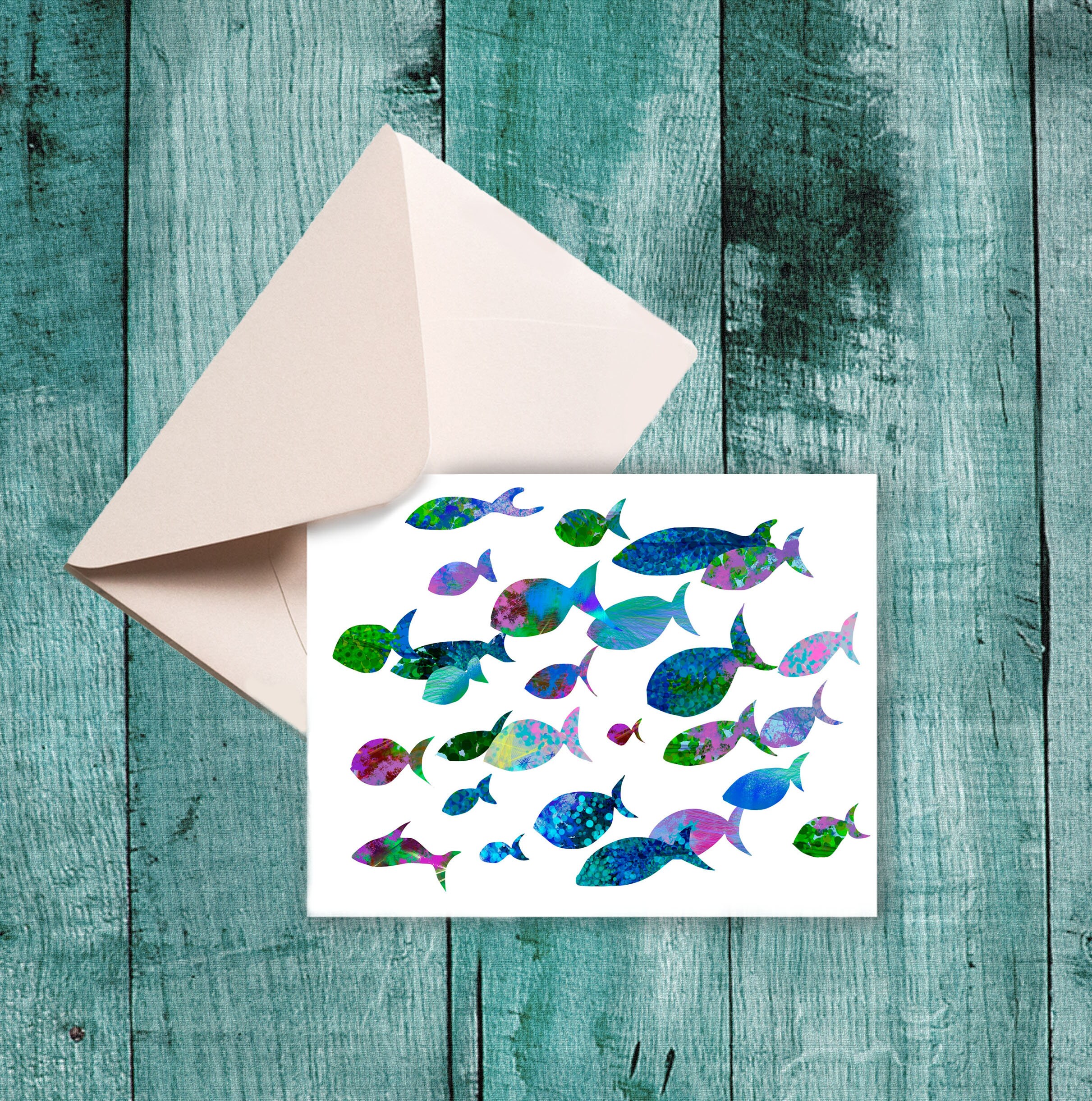 Watercolor Fish Note Cards: Printable Blank Greeting Card (digital ...