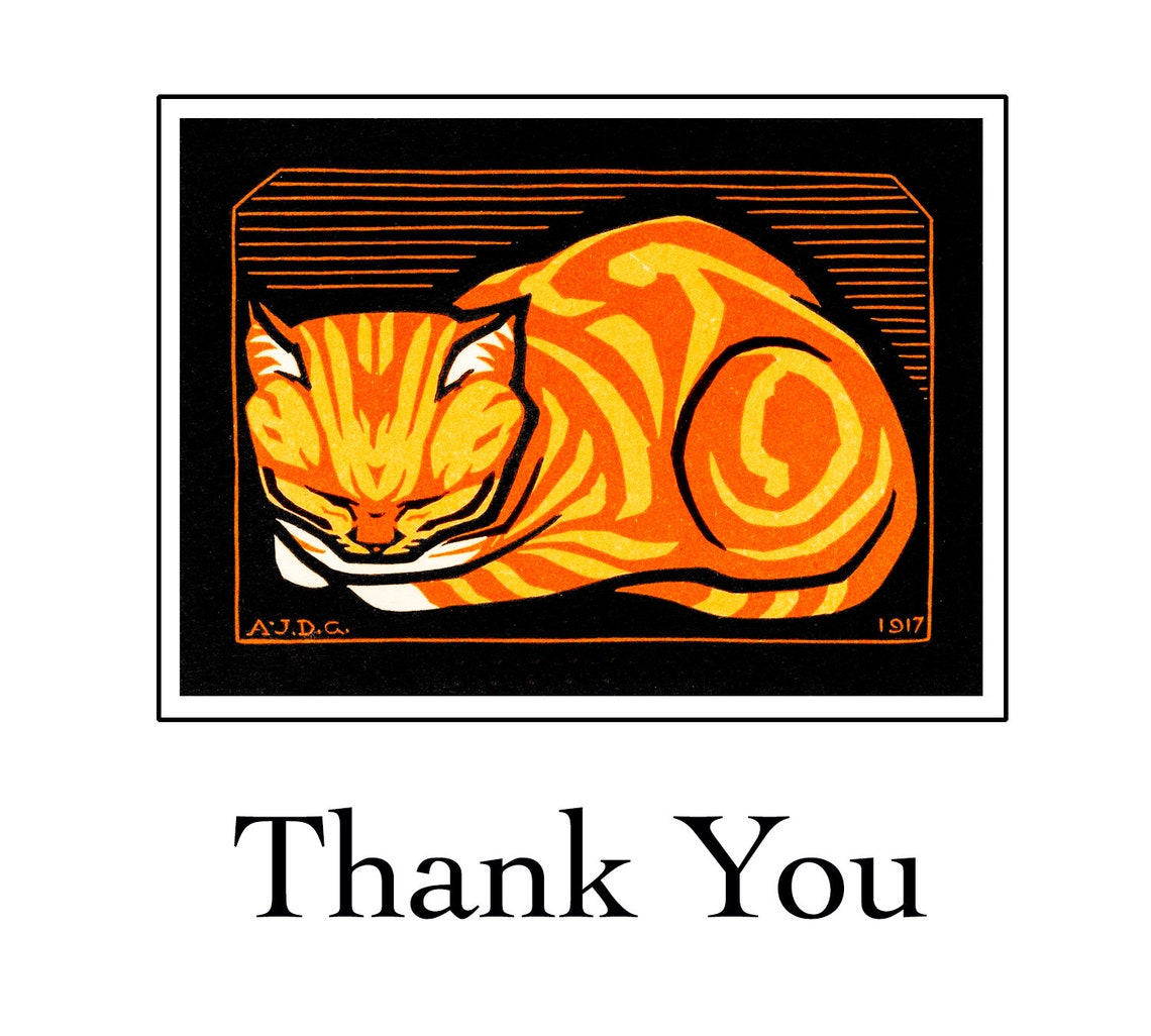 Thank You Cards, Printable Thank You Card, Cat Note Card, Animal Cards ...