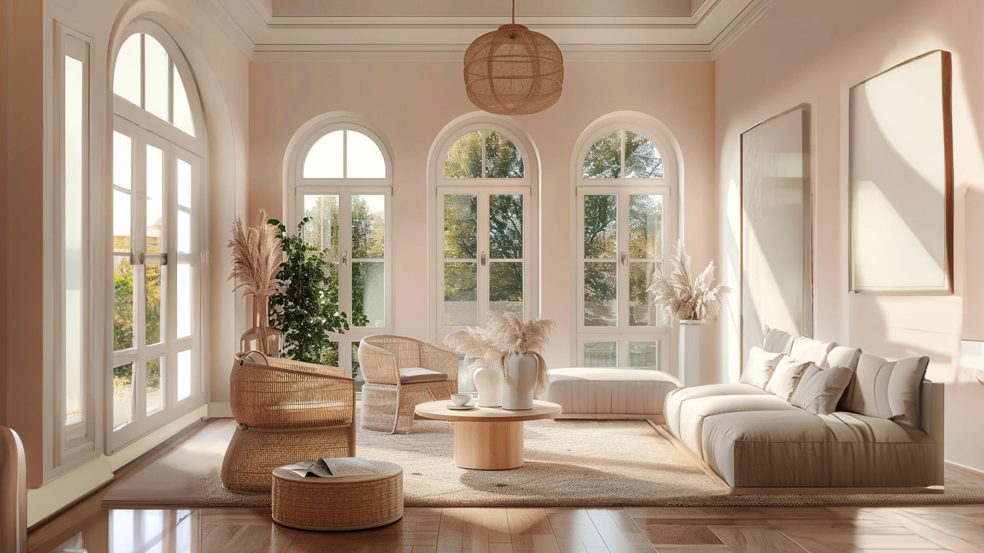 Boho Chic Zoom Background - Virtual Meeting Setup - Elegant Living Room ...