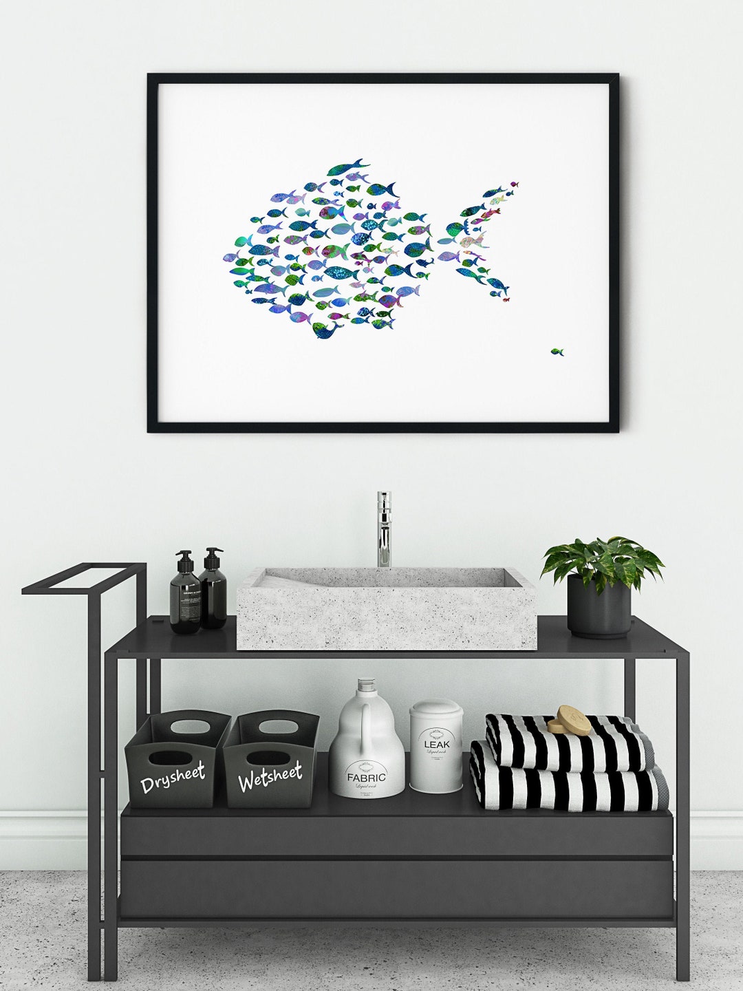 Bright Colorful Fish Bathroom Wall Art Printable Wall Art - Etsy