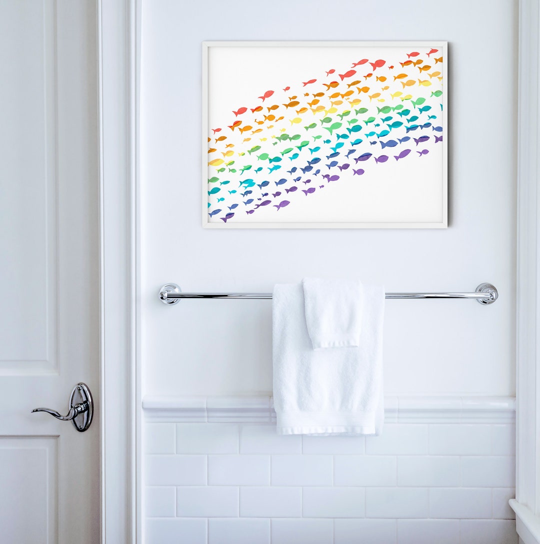 Whimsical Rainbow Fish Nursery Prints, Girls Room Decor, Pastel Rainbow ...