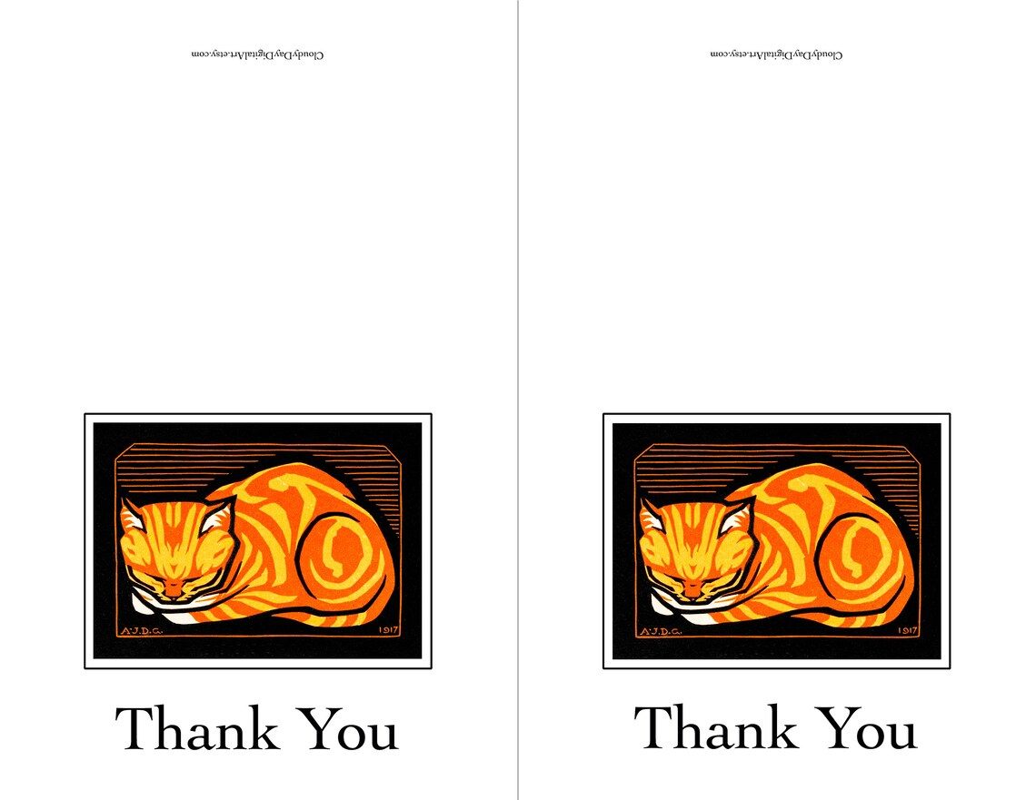 Thank You Cards, Printable Thank You Card, Cat Note Card, Animal Cards ...