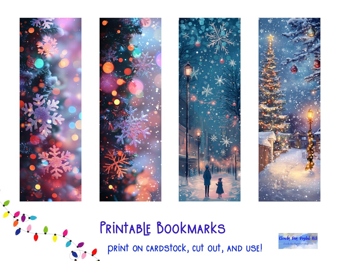 Christmas Bookmarks to Print Yourself- Book Lover Gift - Book Club ...