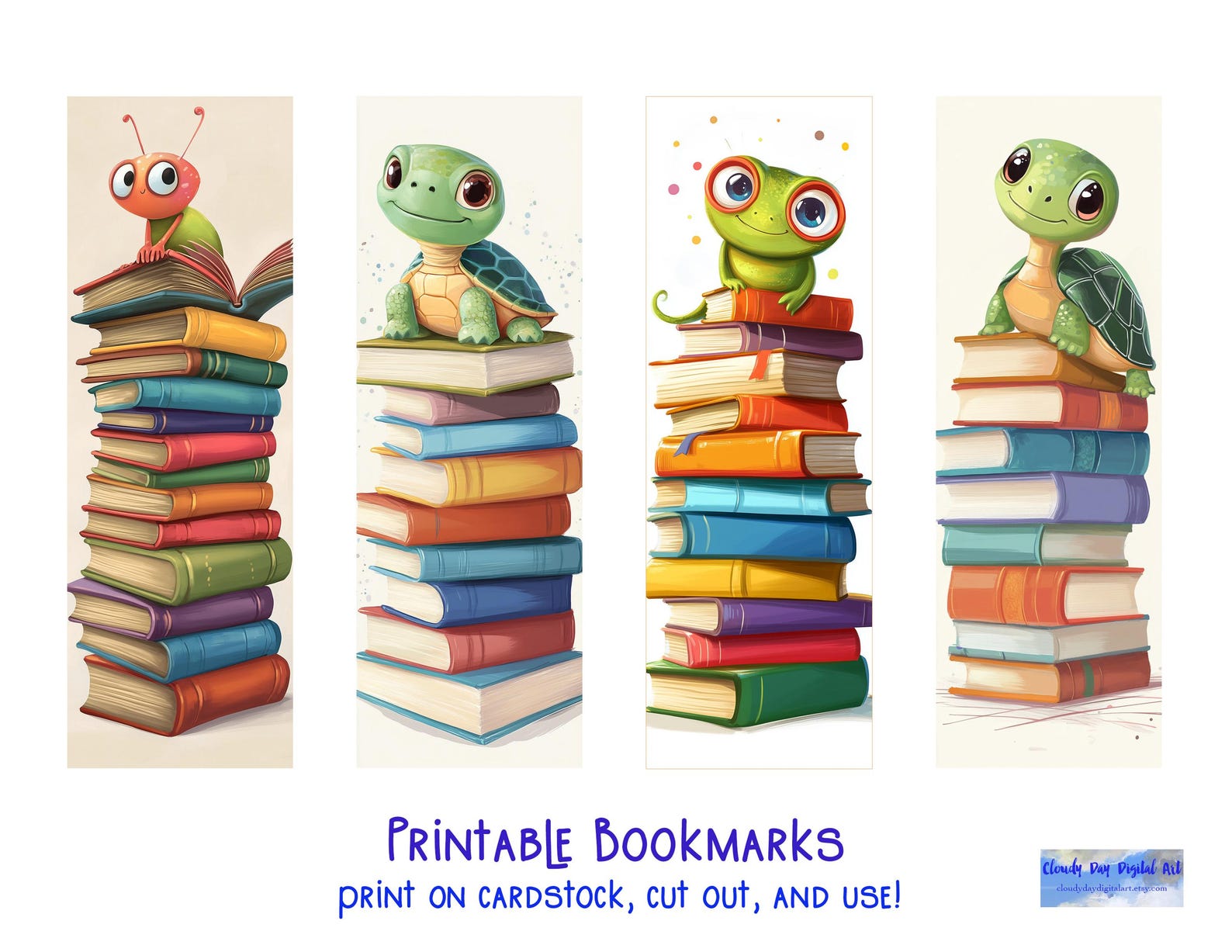 Bookworm Bookmarks to Download and Print - Kids Bookmarks - Etsy