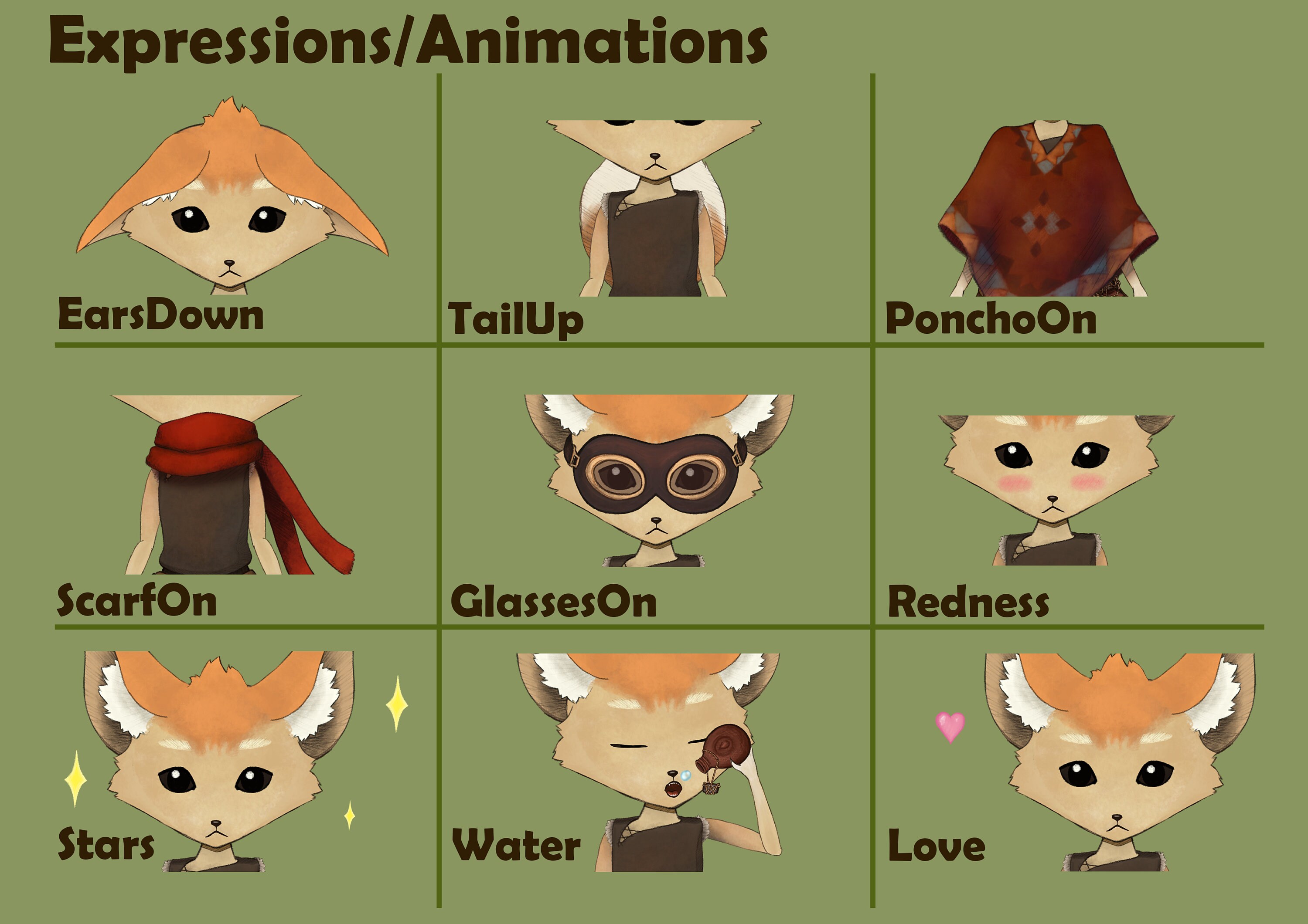 2D Vtuber Model Fennec for Adoption / in a Single Copy / Fully Rigged ...